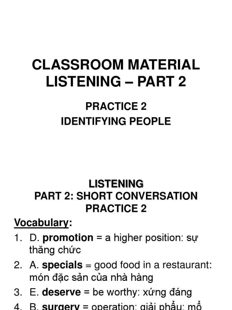 Practice 2 - Listening Identifying People | PDF