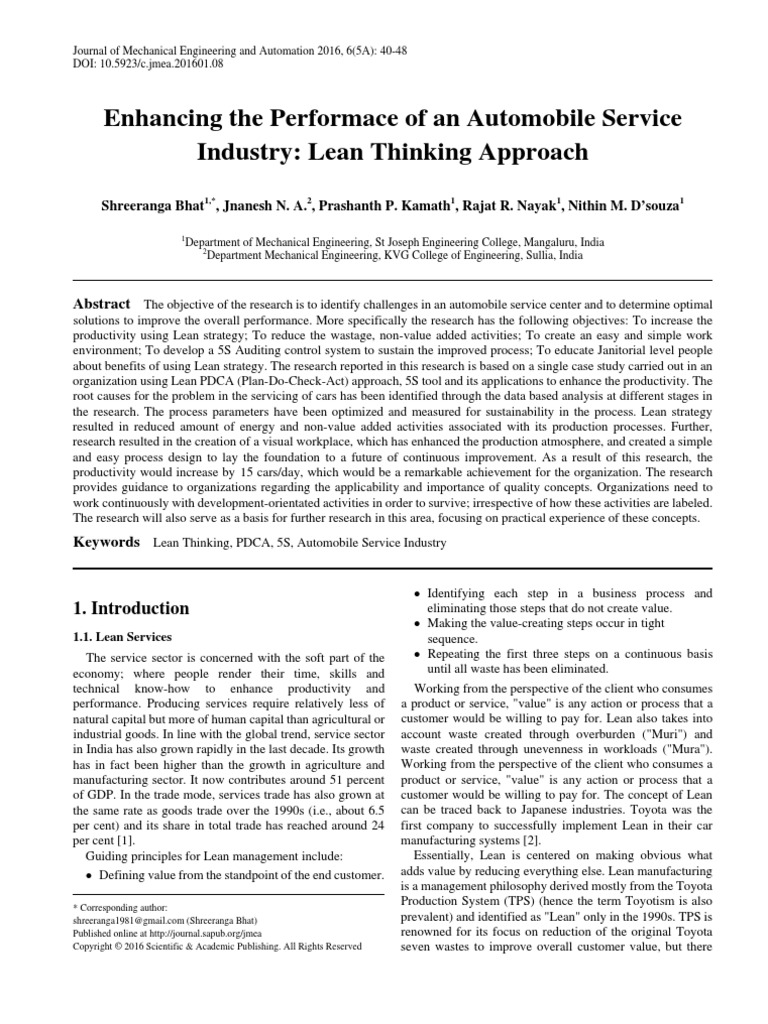 Lean in Automobile Service | PDF | Lean Manufacturing | Business Process