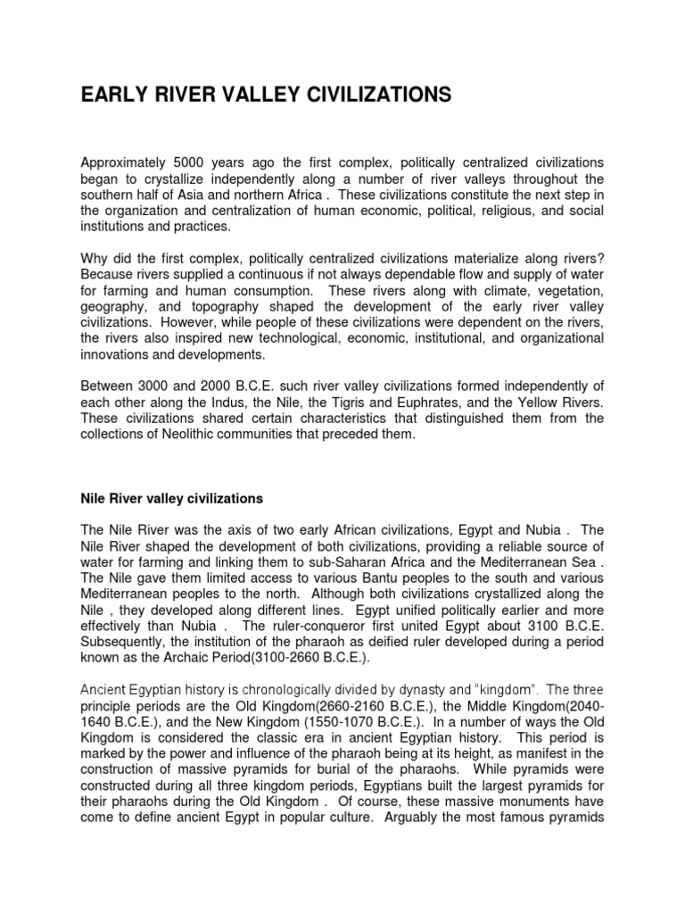 Early River Civilizations Overview | PDF | Ancient Egypt | Mesopotamia