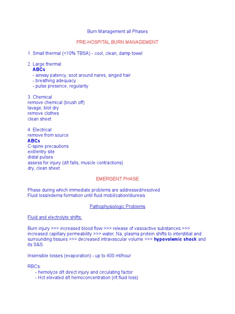 Phases of Burn Management Explained | PDF | Burn | Shock (Circulatory)