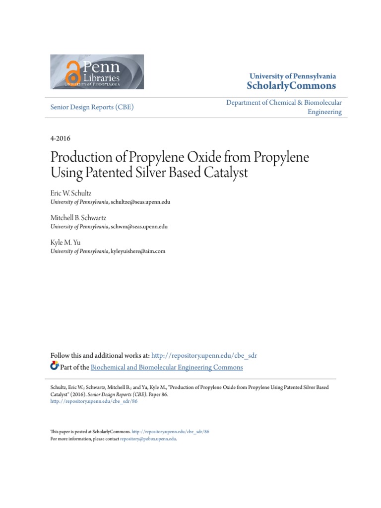 Propylene Oxide Production Cost Analysis | PDF | Carbon Dioxide | Catalysis