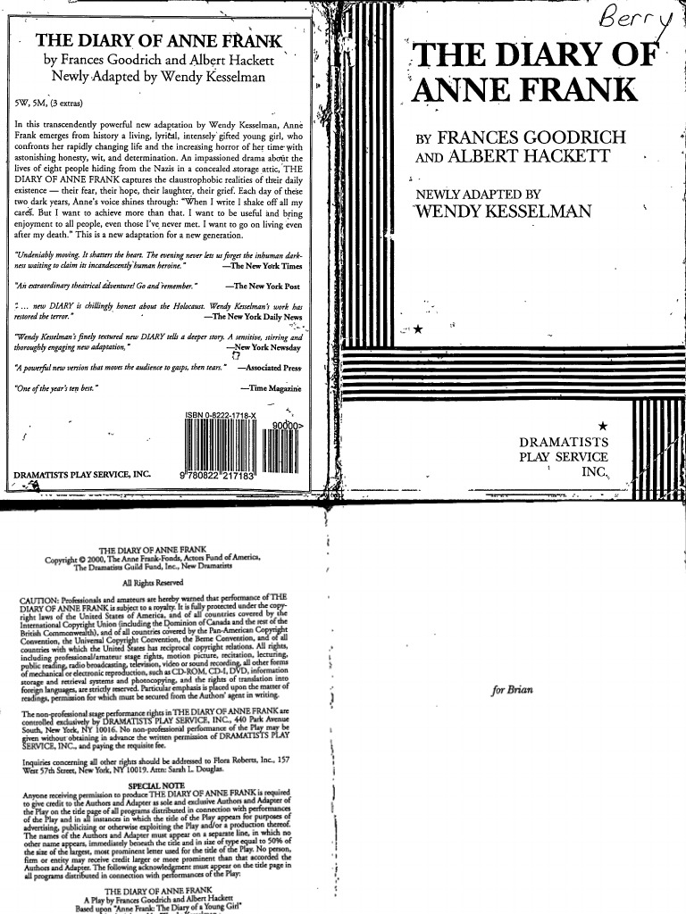 Diary of Anne Frank Script | PDF