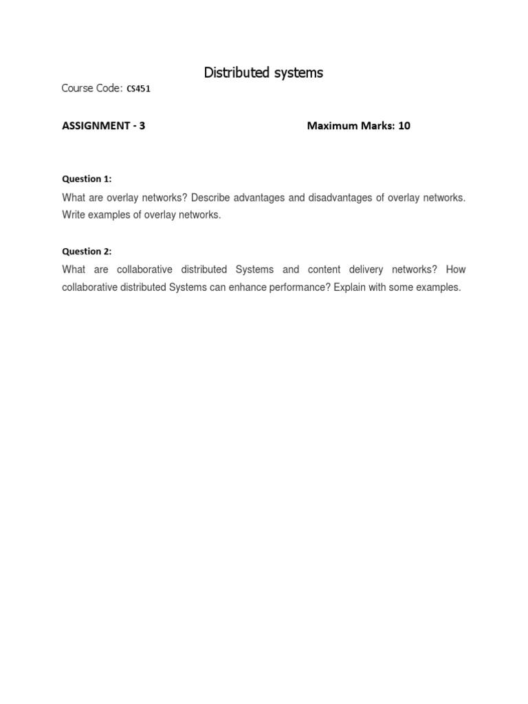 Distributed Systems: Assignment - 3 Maximum Marks: 10 | PDF
