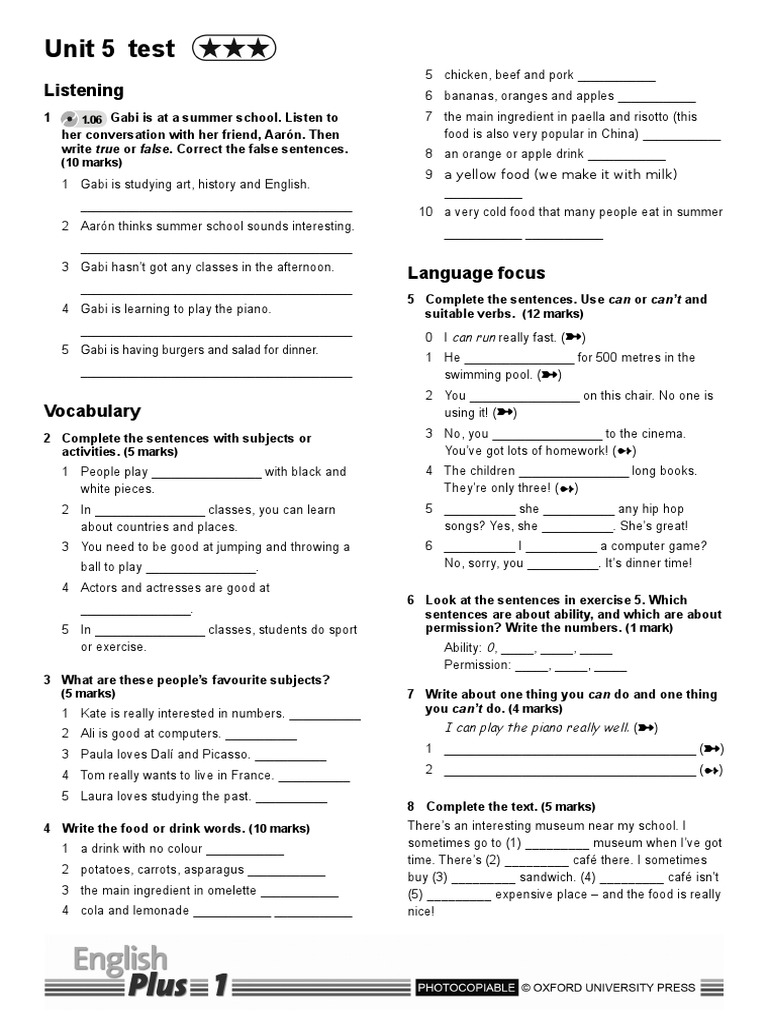 Unit 5 Higher Test Pdf Foods Languages