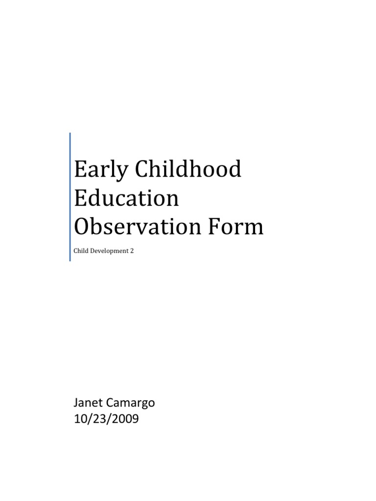 Early Childhood Education Observation Form | PDF | Toys | Teachers