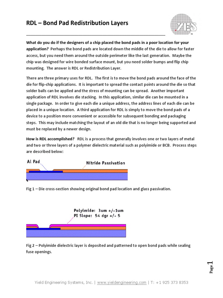 RDL Process for Bond Pad Optimization | PDF | Building Engineering ...