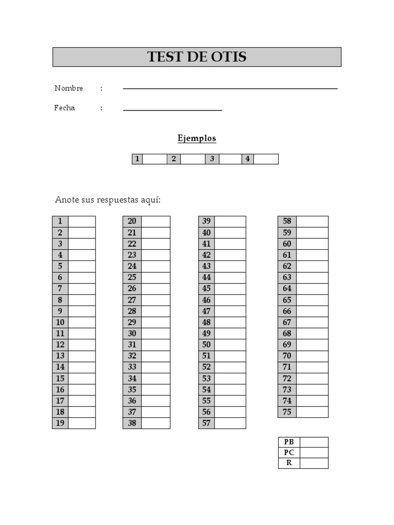 Test de Otis Hoja de Respuesta | PDF
