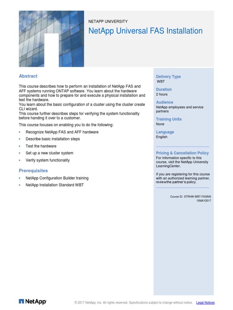 NetApp Universal FAS Installation | PDF | Information Technology ...