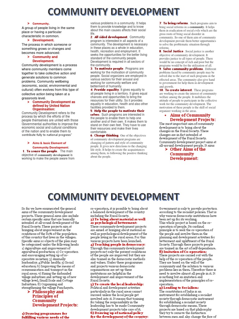Define & Aims& Objective of Community Development | PDF | Community ...