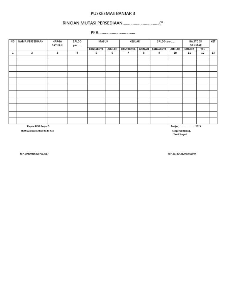 Rincian Mutasi Persediaan 8 | PDF