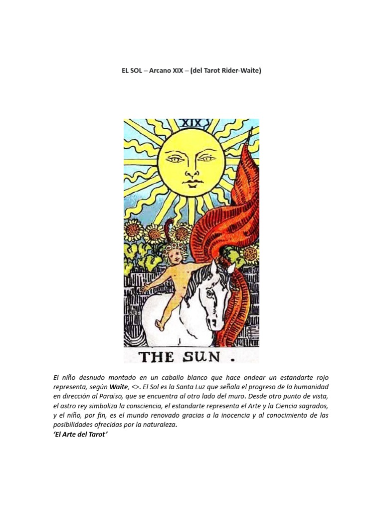 EL SOL-Arcano XIX-Tarot Rider Waite | PDF | Alquimia | Tarot
