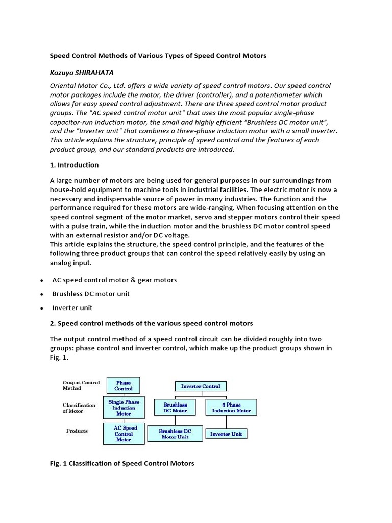 Kazuya Shirahata: Speed Control Methods of Various Types of Speed ...