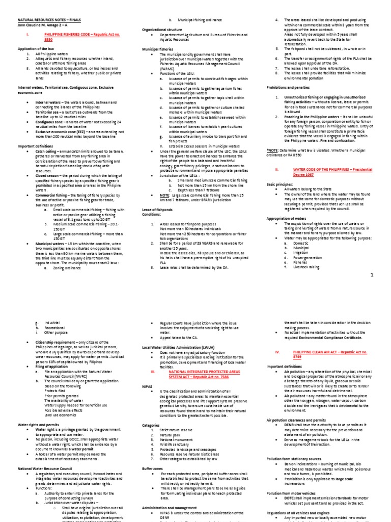 Natural Resources Notes | PDF | Lawsuit | Pleading