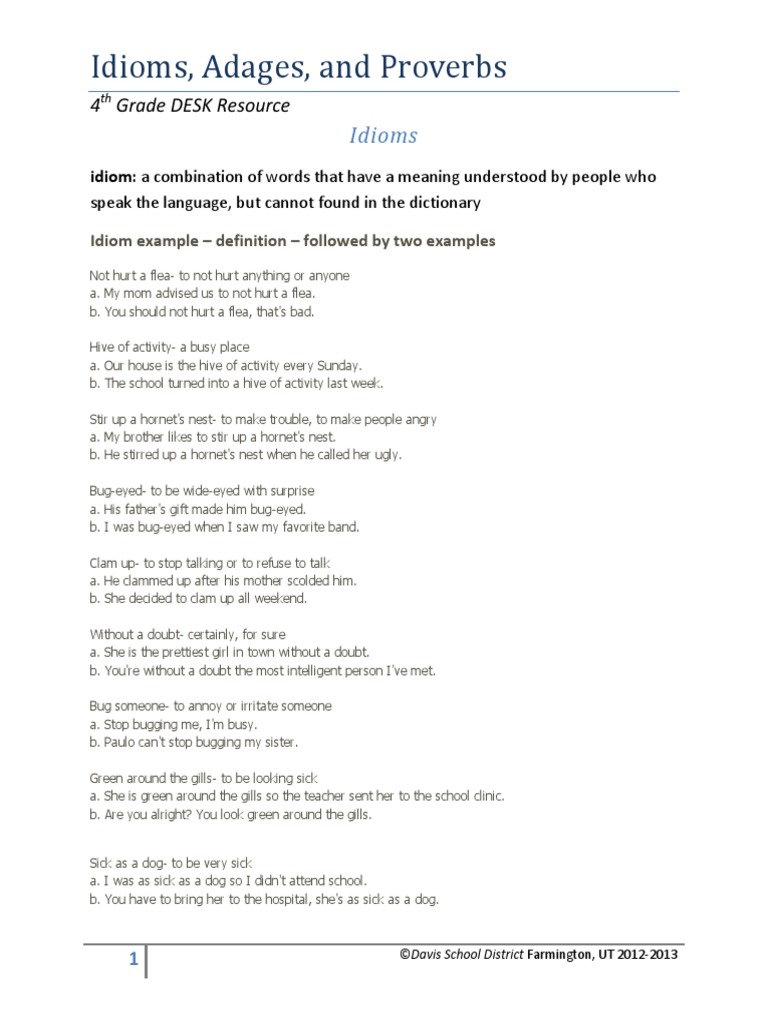 Idioms Adages Proverbs | PDF | Proverb | Laughter