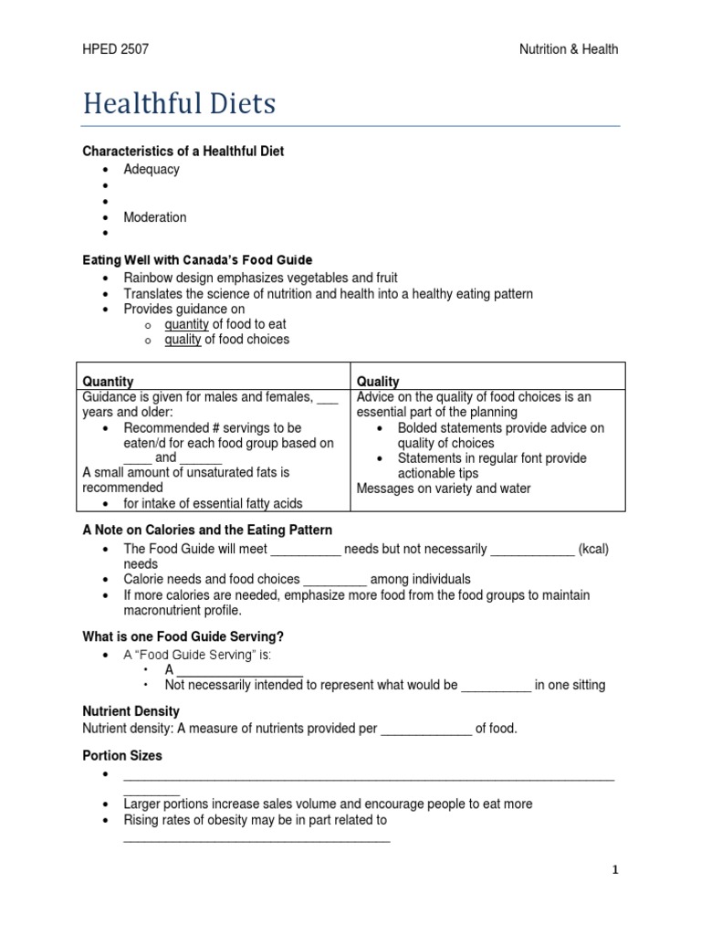 2_Guided Notes_ Healthful Diets | Nutrition | Nutrients