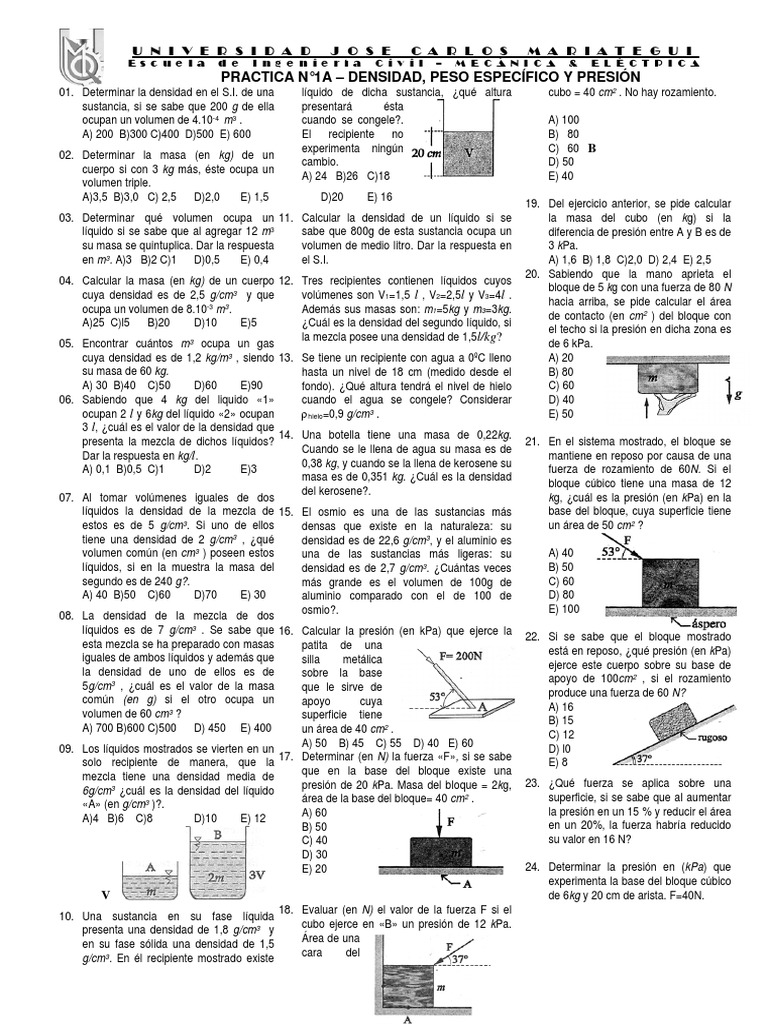 Practica I Densidades | PDF | Litro | Densidad