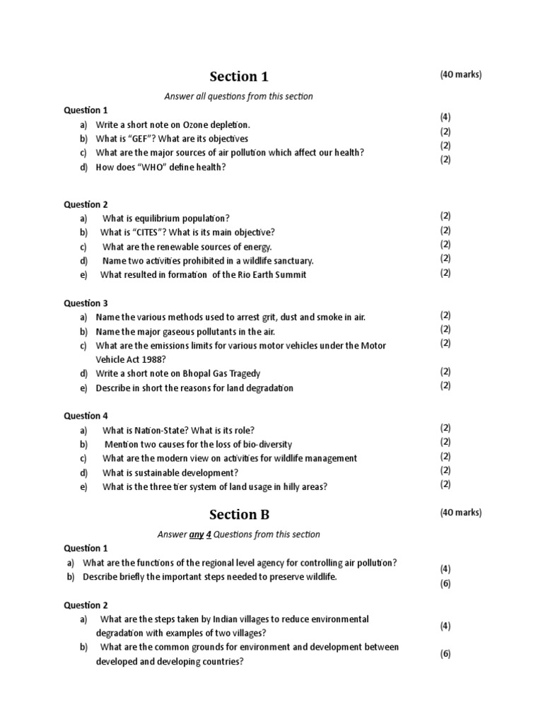 Evs Question Paper Set | PDF | Air Pollution | Pollution
