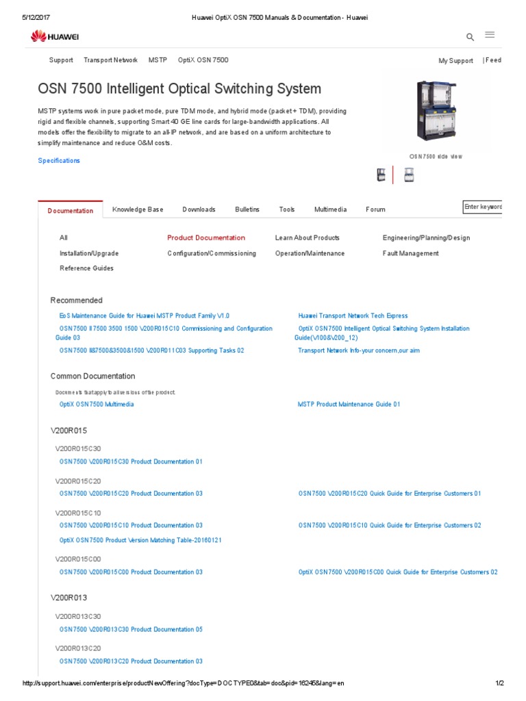 Huawei OptiX OSN 7500 Manuals & Documentation - Huawei PDF | PDF ...