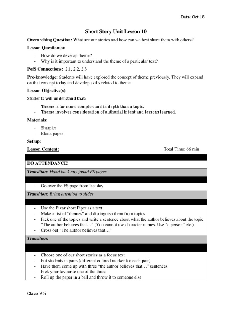 Short: Overarching Lesson | PDF