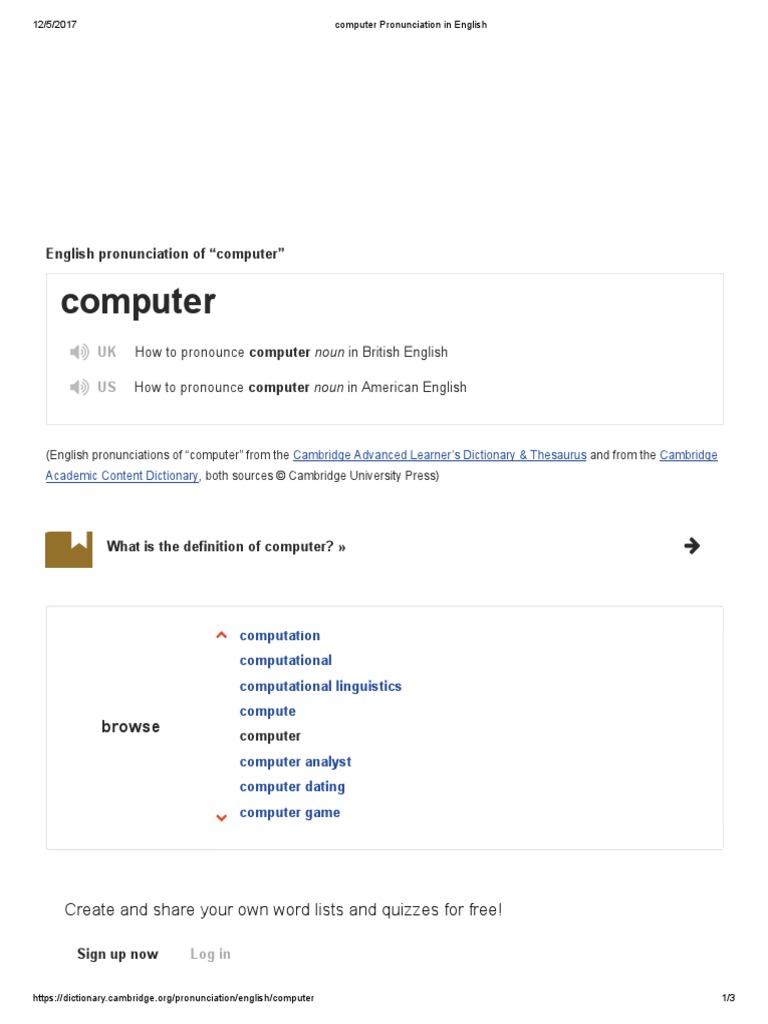 Computer Pronunciation in English | Download Free PDF | Dictionary ...