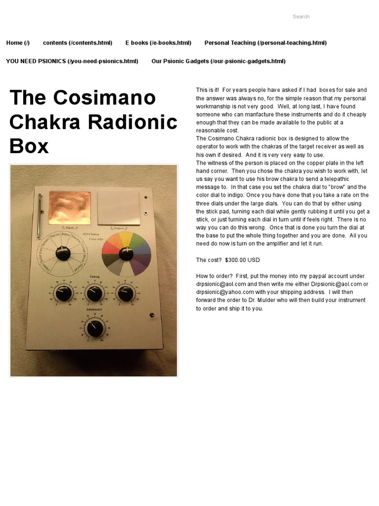 The Cosimano Chakra Radionic Box | PDF