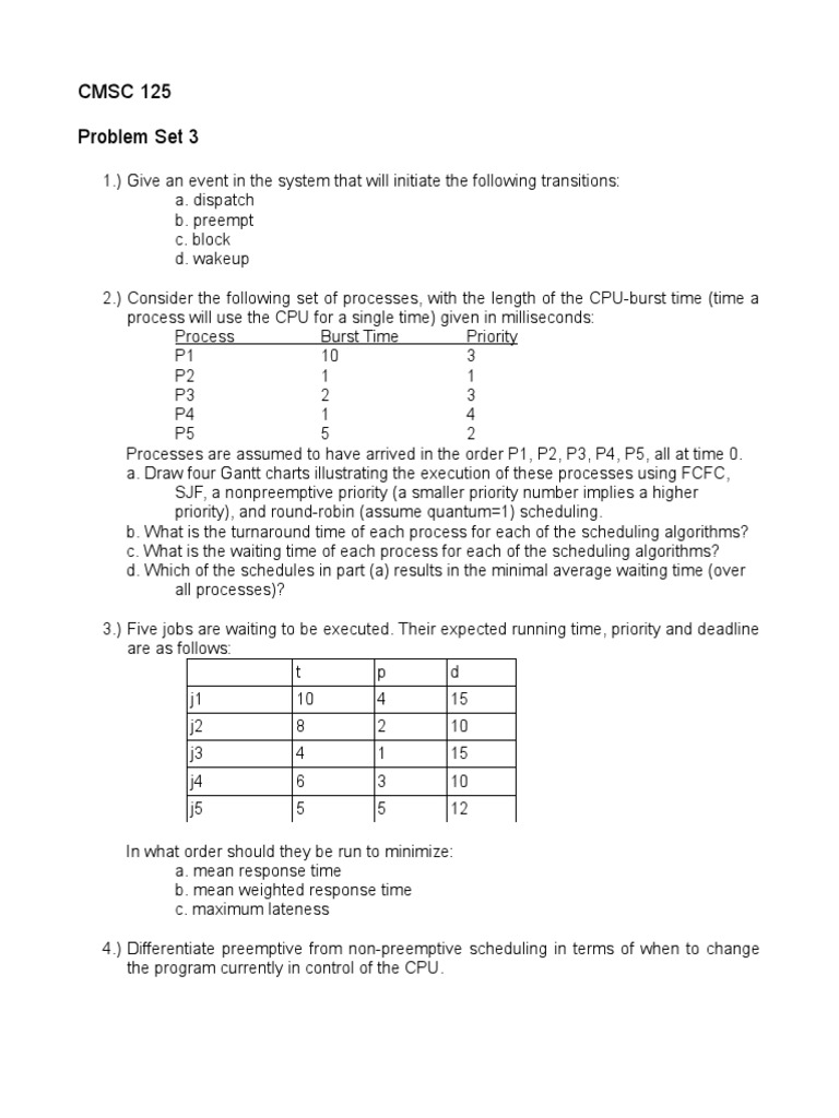 Problem Set 3 | PDF | Scheduling (Computing) | Concurrent Computing