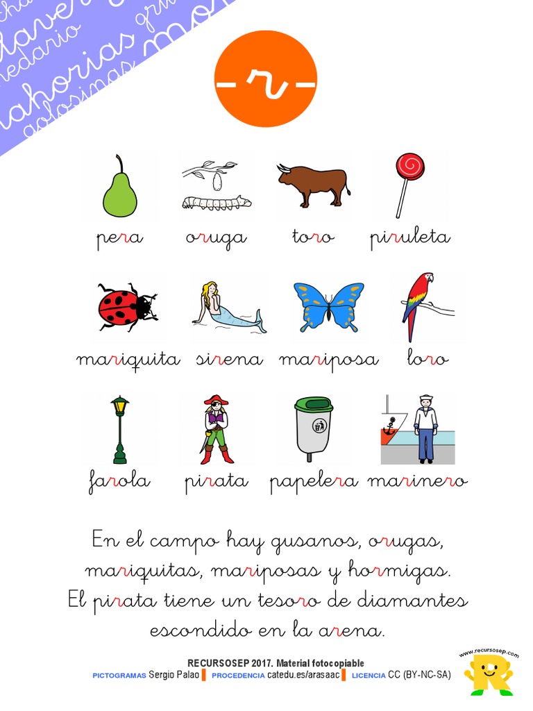 Actividades de lectoescritura con "r" suave | PDF