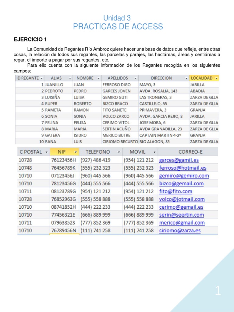 Practicas de Access | PDF | Tabla (base de datos) | Bases de datos