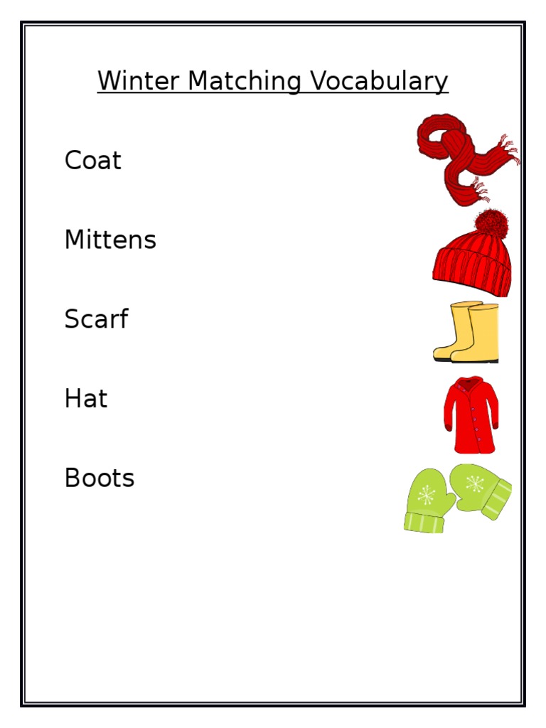 Winter Matching Vocabulary | PDF