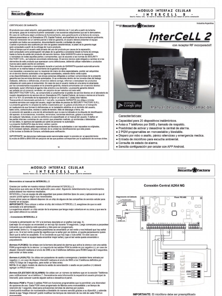 Manual Intercell 2 RF | PDF