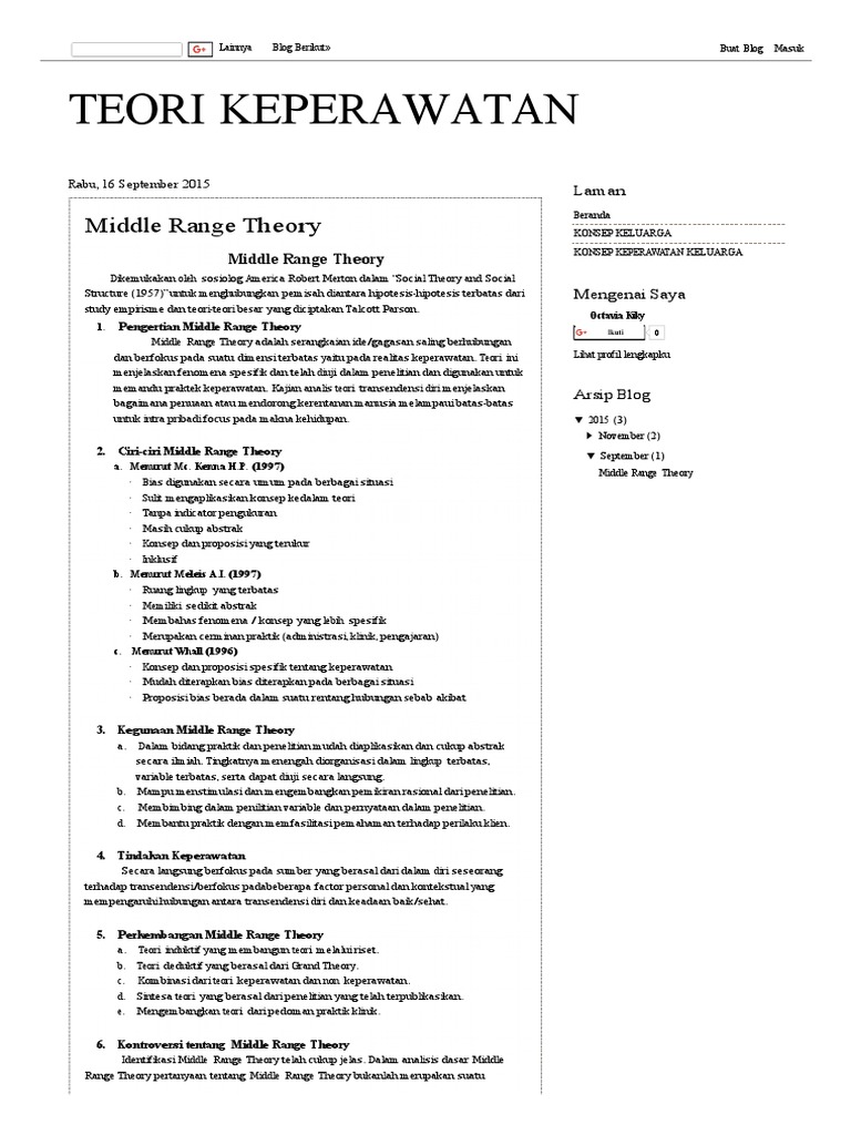 Teori Keperawatan: Middle Range Theory | PDF | Karier & Perkembangan ...