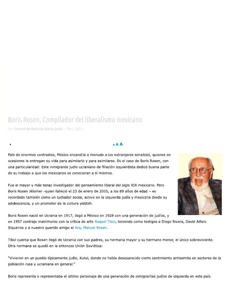 Boris Rosen, Compilador Del Liberalismo Mexicano | PDF