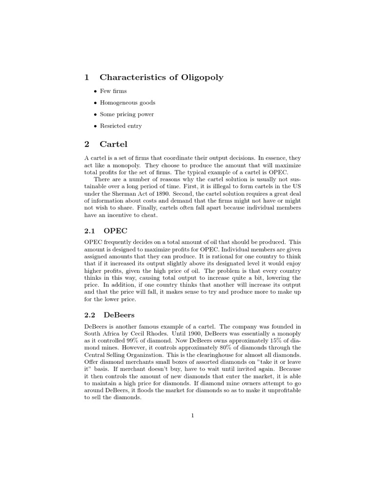 Oligopoly Pdf Pdf Cartel Economic Equilibrium
