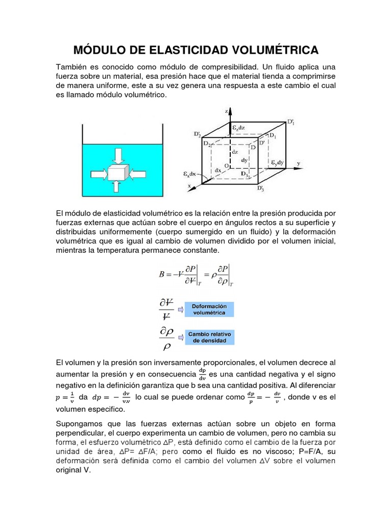 Módulo de Elasticidad Volumétrica (1) | Presión | Líquidos