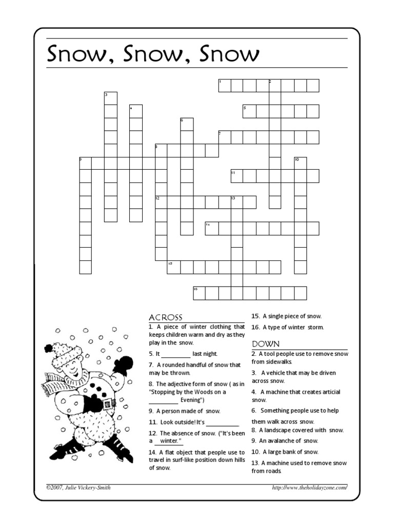 Snow Snow Snow Crossword | PDF | Snow | Winter Phenomena