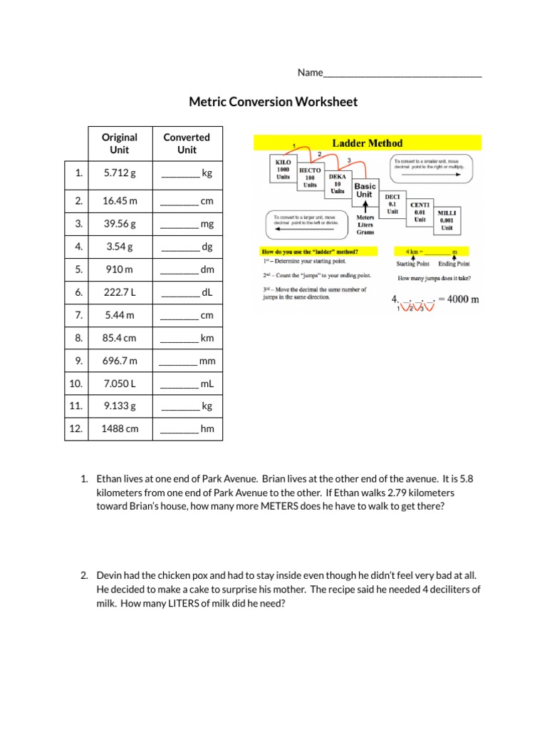 Metric Conversion Practice Worksheet | PDF