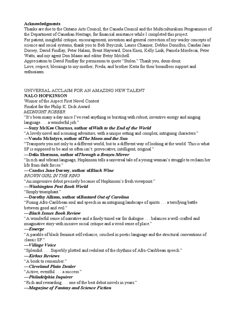 Midnight Robber | PDF | Science Fiction