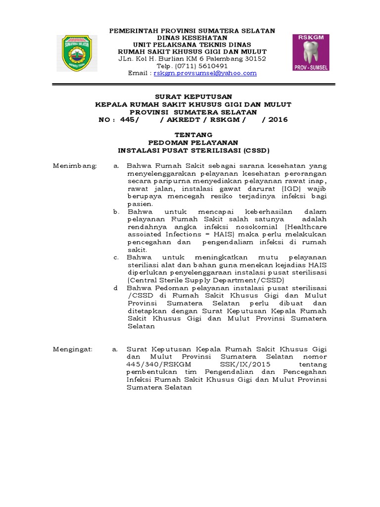 SK Pedoman CSSD | PDF