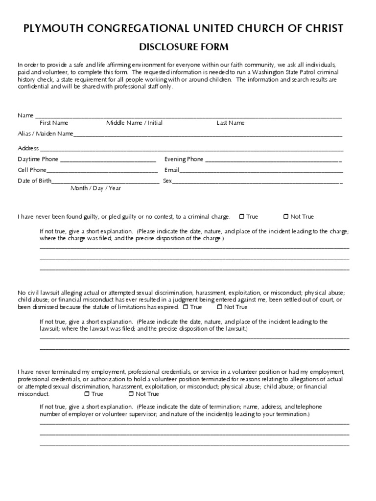 Disclosure Form | PDF | Driving Under The Influence | Child Abuse