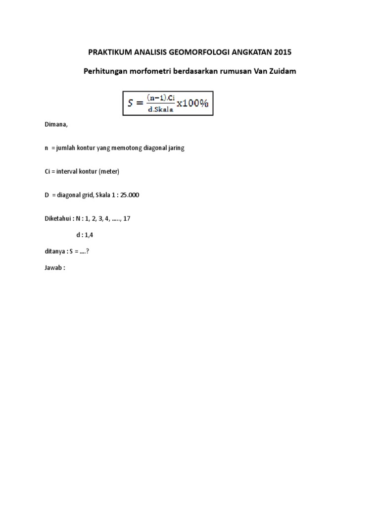 Perhitungan Morfometri Berdasarkan Rumusan Van Zuidam | PDF