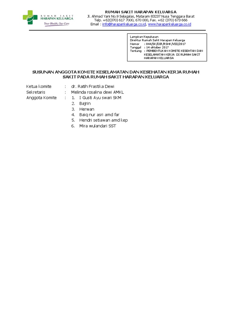 Lampiran SK k3rs | PDF