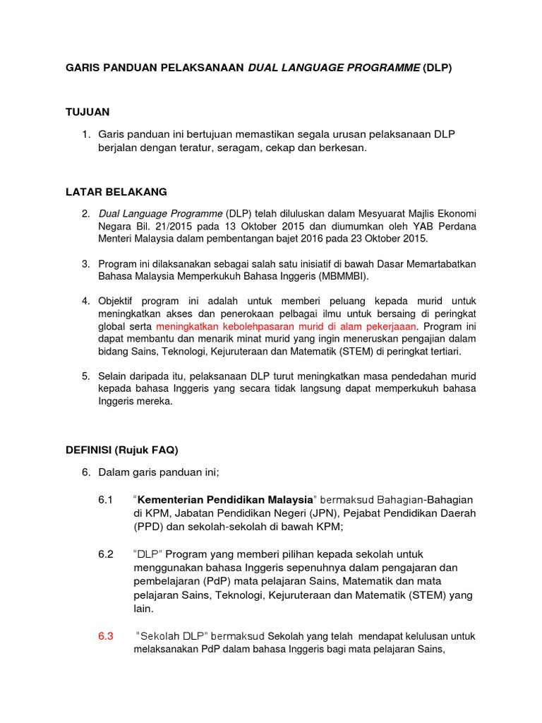 Garis Panduan DLP (Edited 17dec) | PDF