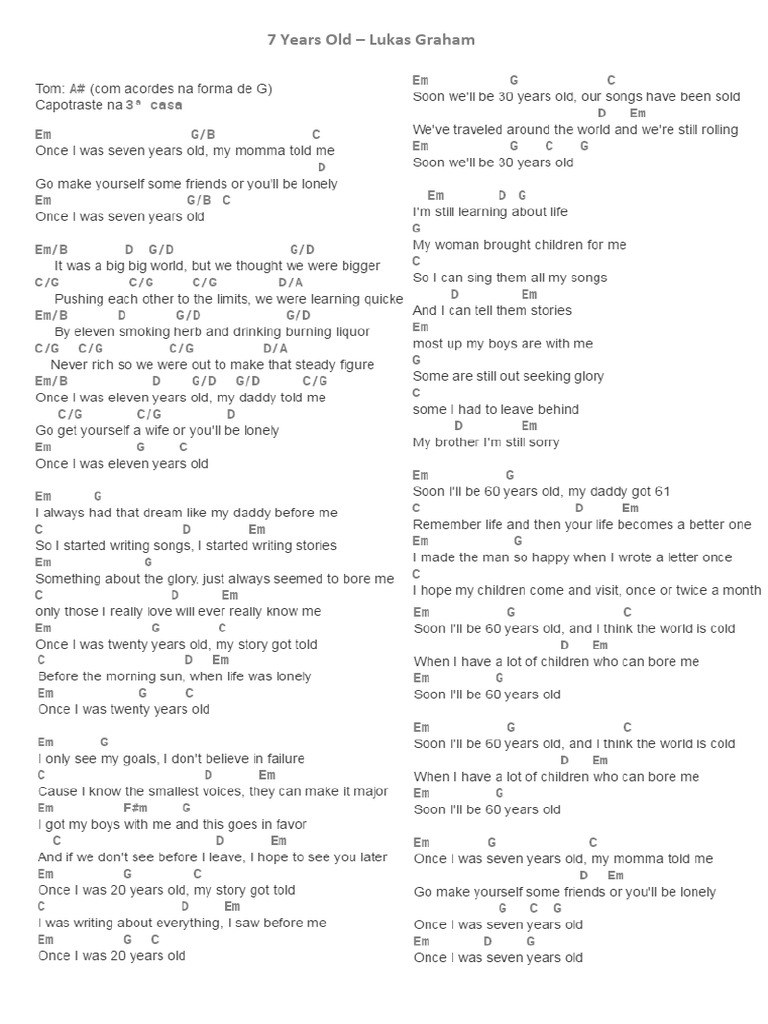 7 Years Old - Guitarra | PDF