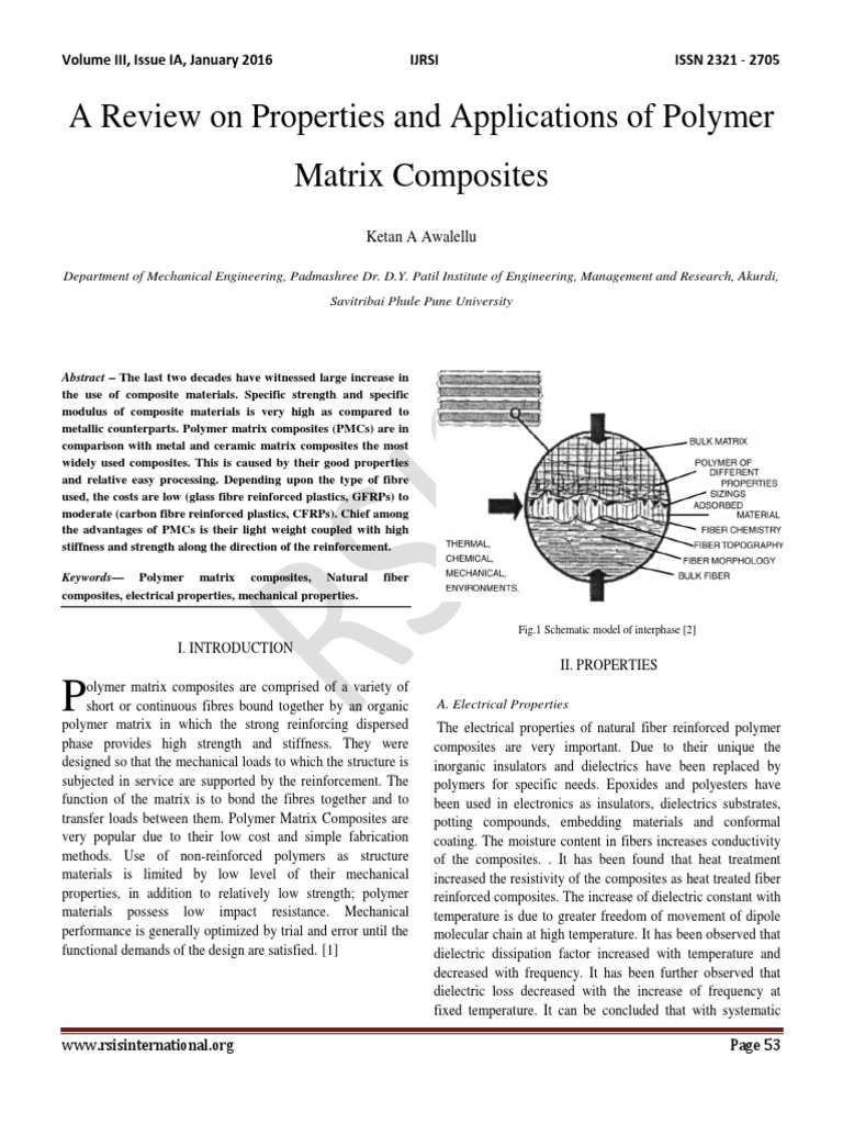 A Review On Properties and Applications of Polymer Matrix Composites ...
