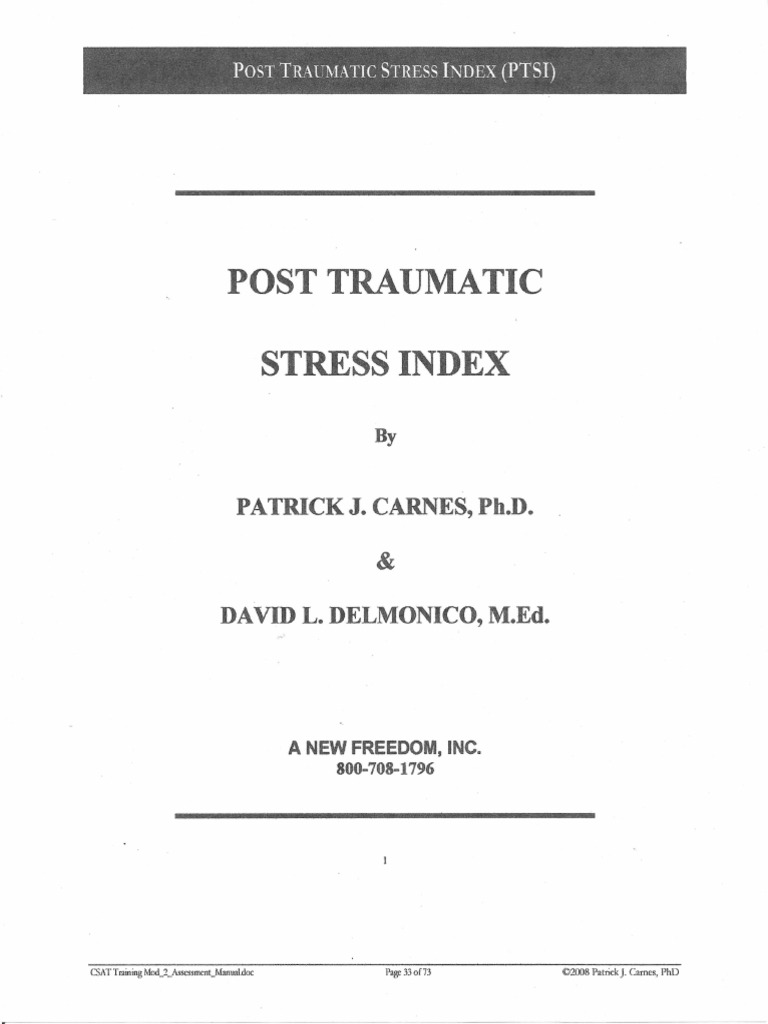 Original Post Tramatic Stress Index PTSI Test by Patrick Carnes PDF ...