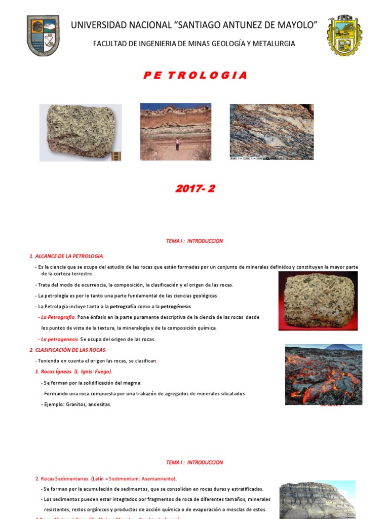 Diapositivas de Petrologia | PDF | Roca (geología) | Minerales