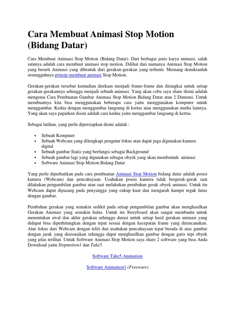 Cara Membuat Animasi Stop Motion | PDF | Griya & Taman