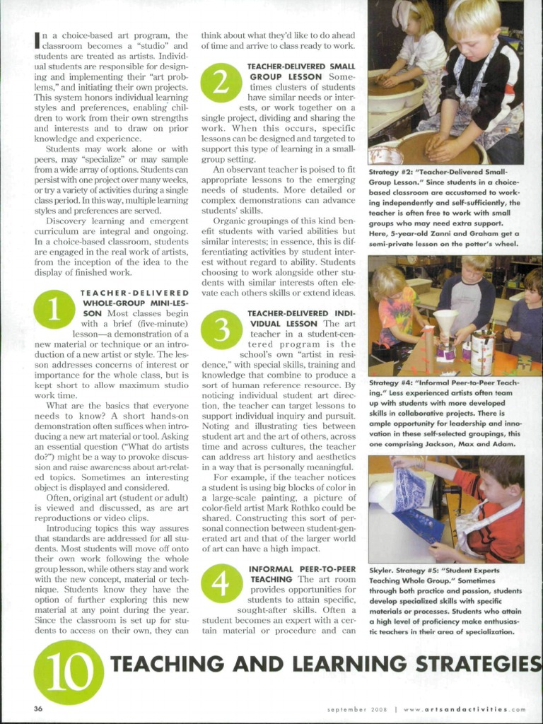 10 Teaching and Learning Strategies in A Choice Based Art Program | PDF ...