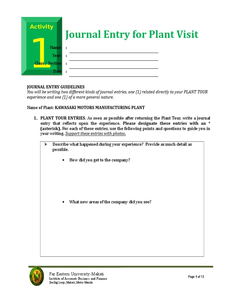 Journal Entry Guidelines for Plant Tours | PDF | Makati | Metro Manila