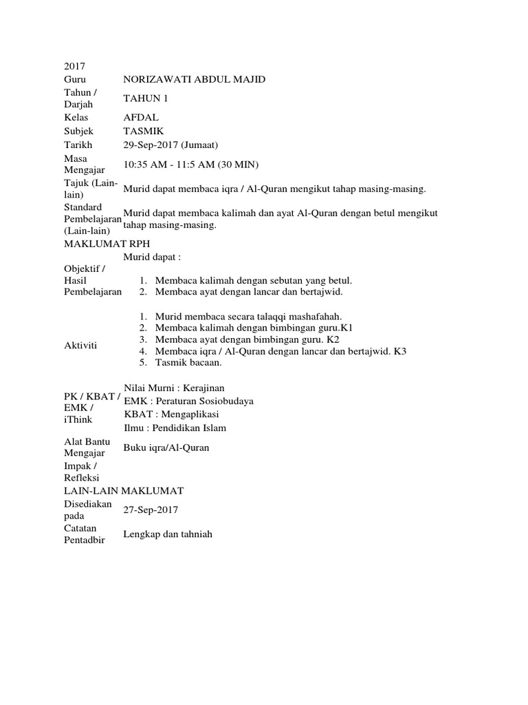 Tasmik | PDF | Karier & Perkembangan